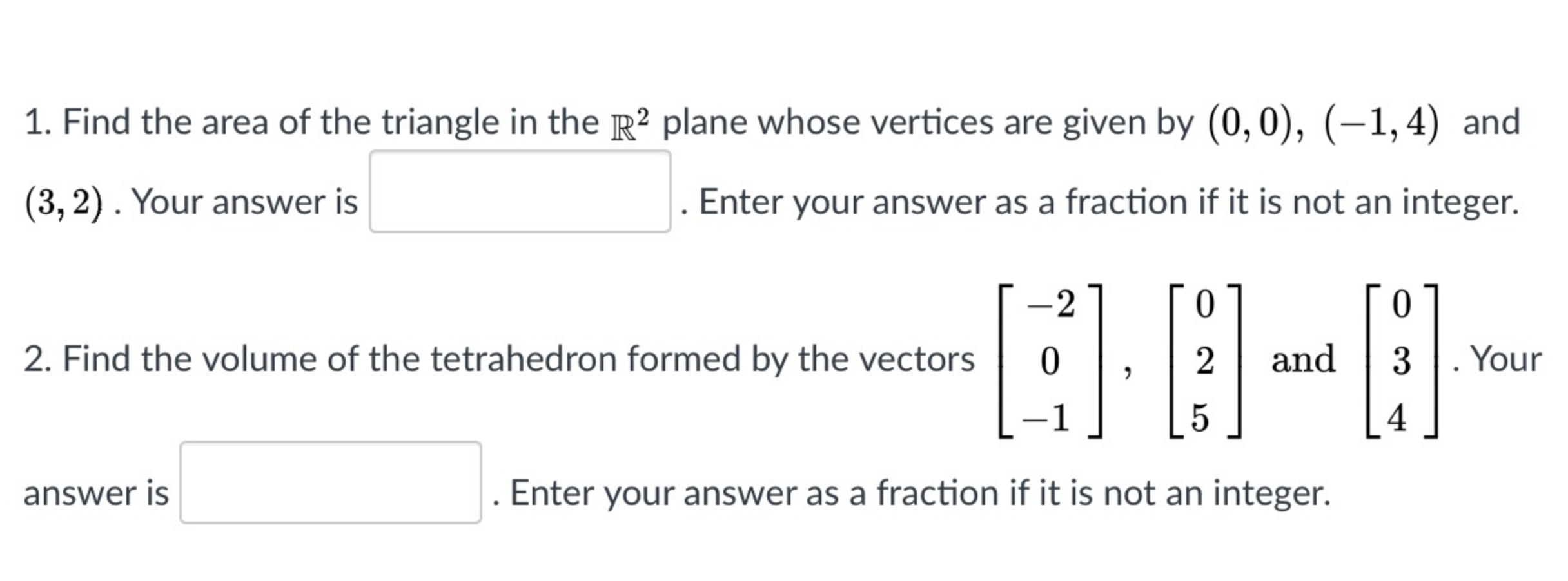 Solved 1. Find the area of the triangle in the R2 plane | Chegg.com