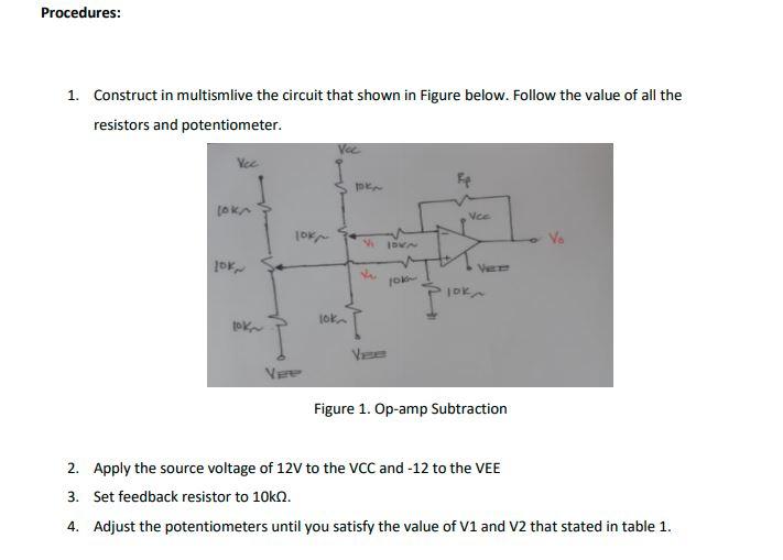 Solved Procedures: 1. Construct in multismlive the circuit | Chegg.com