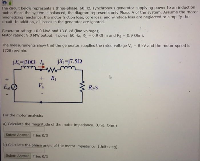 Solved The circuit below represents a three-phase, 60 Hz, | Chegg.com