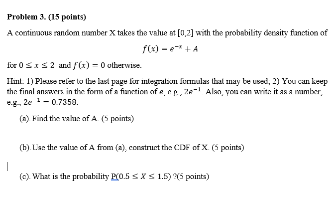 Solved A continuous random number X takes the value at [0,2] | Chegg.com