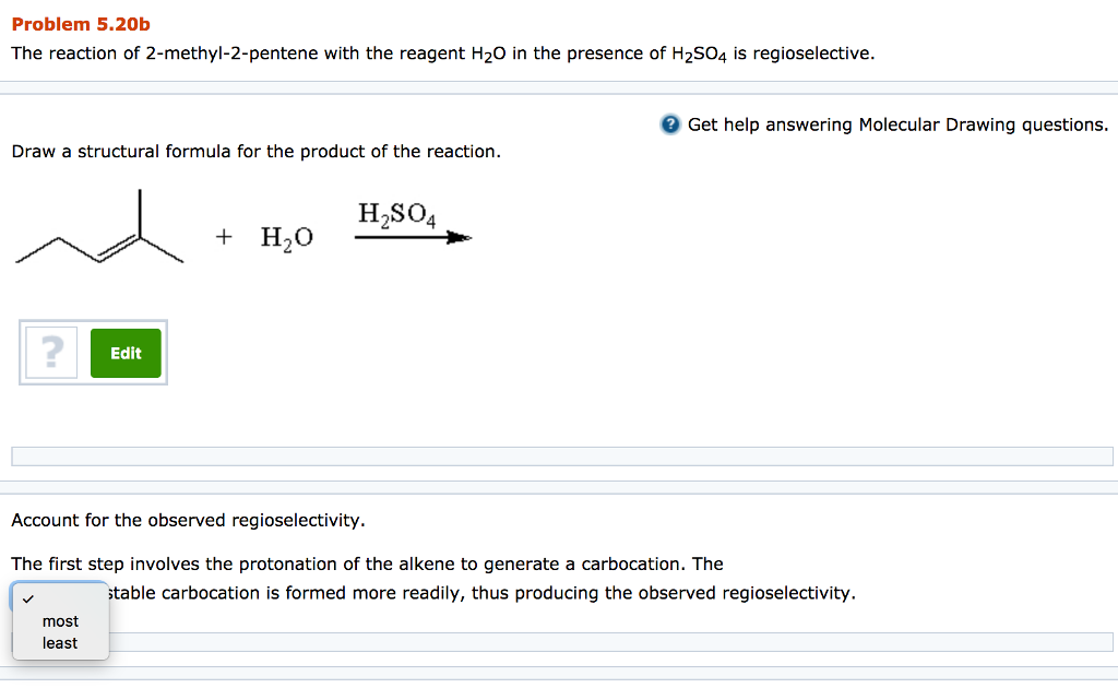 Solved Problem 5.20b The reaction of 2-methyl-2-pentene with | Chegg.com