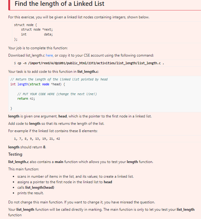 Solved Find the length of a Linked List For this exericse, | Chegg.com