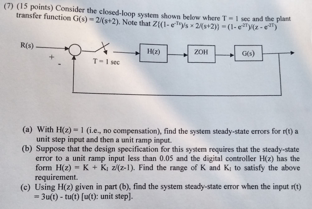 (7) (15 points) Consider the closed-loop system shown | Chegg.com