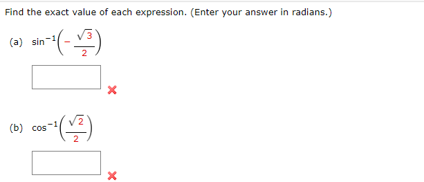 Solved Find the exact value of each expression. (Enter your | Chegg.com