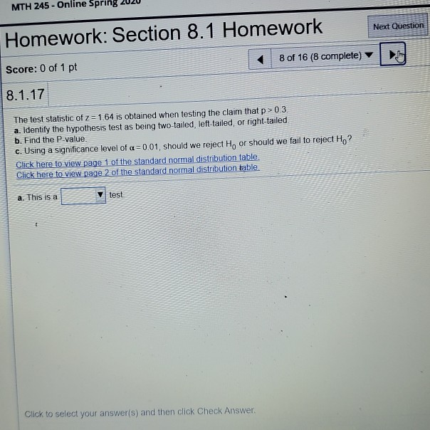 Solved Homework Section 8 1 Homework Next Question 8 Of 16