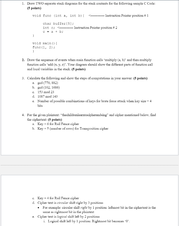 Solved 1. Draw TWO separate stack diagrams for the stack | Chegg.com