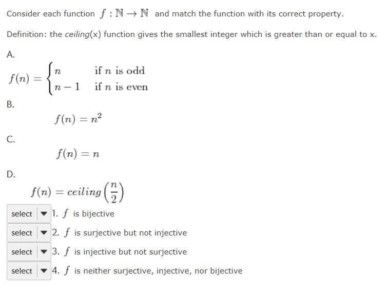 Solved Consider each function f : N → N and match the | Chegg.com