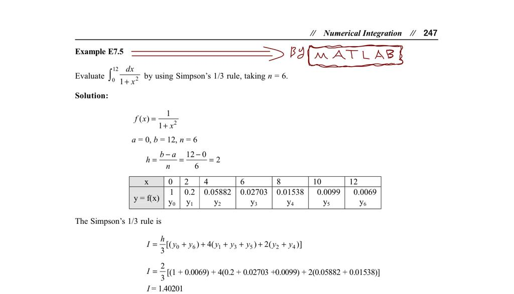 Solved Numerical Integration 247 Example E75 By 