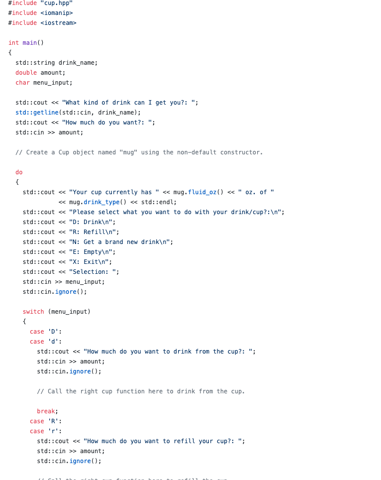 Digicup This program simulates interactions with a | Chegg.com