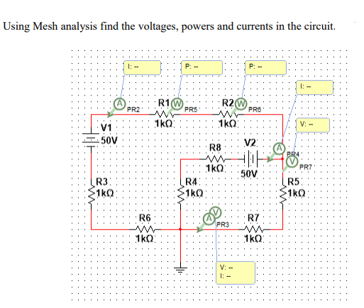 Solved Using Mesh analysis find the voltages, powers and | Chegg.com