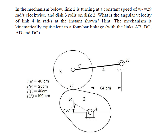 Solved In the mechanism below, link 2 is turning at a | Chegg.com