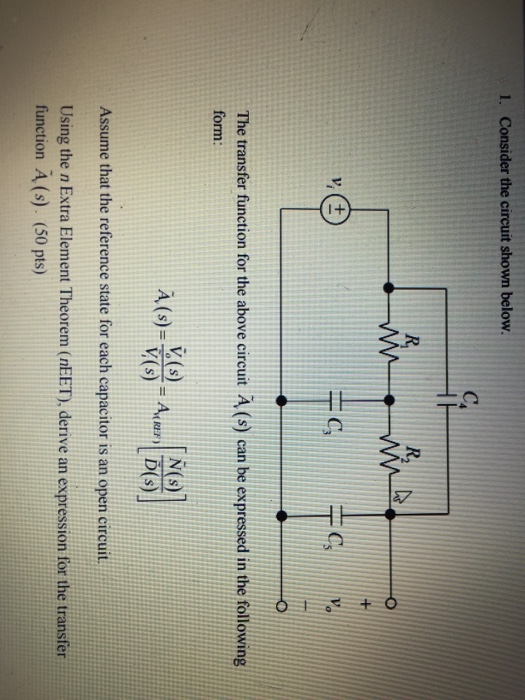 Solved Consider the circuit shown below. The transfer | Chegg.com