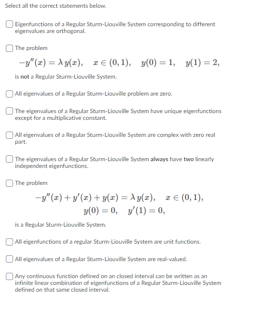 Solved Select all the correct statements below. | Chegg.com