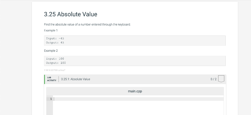 Solved 3.25 Absolute Value Find the absolute value of a | Chegg.com
