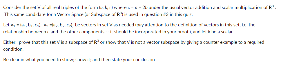 Solved Consider the set of all real triples of the form (a, | Chegg.com