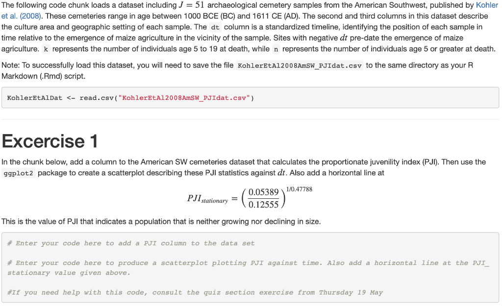Solved The following code chunk loads a dataset including J | Chegg.com