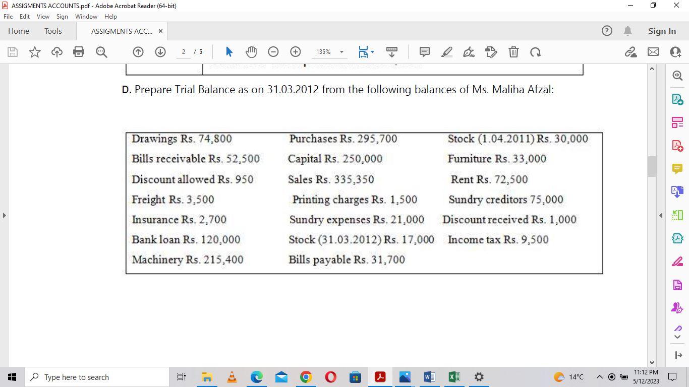 Solved Do ASSIGMENTS ACCOUNTS.pdf - Adobe Acrobat Reader | Chegg.com