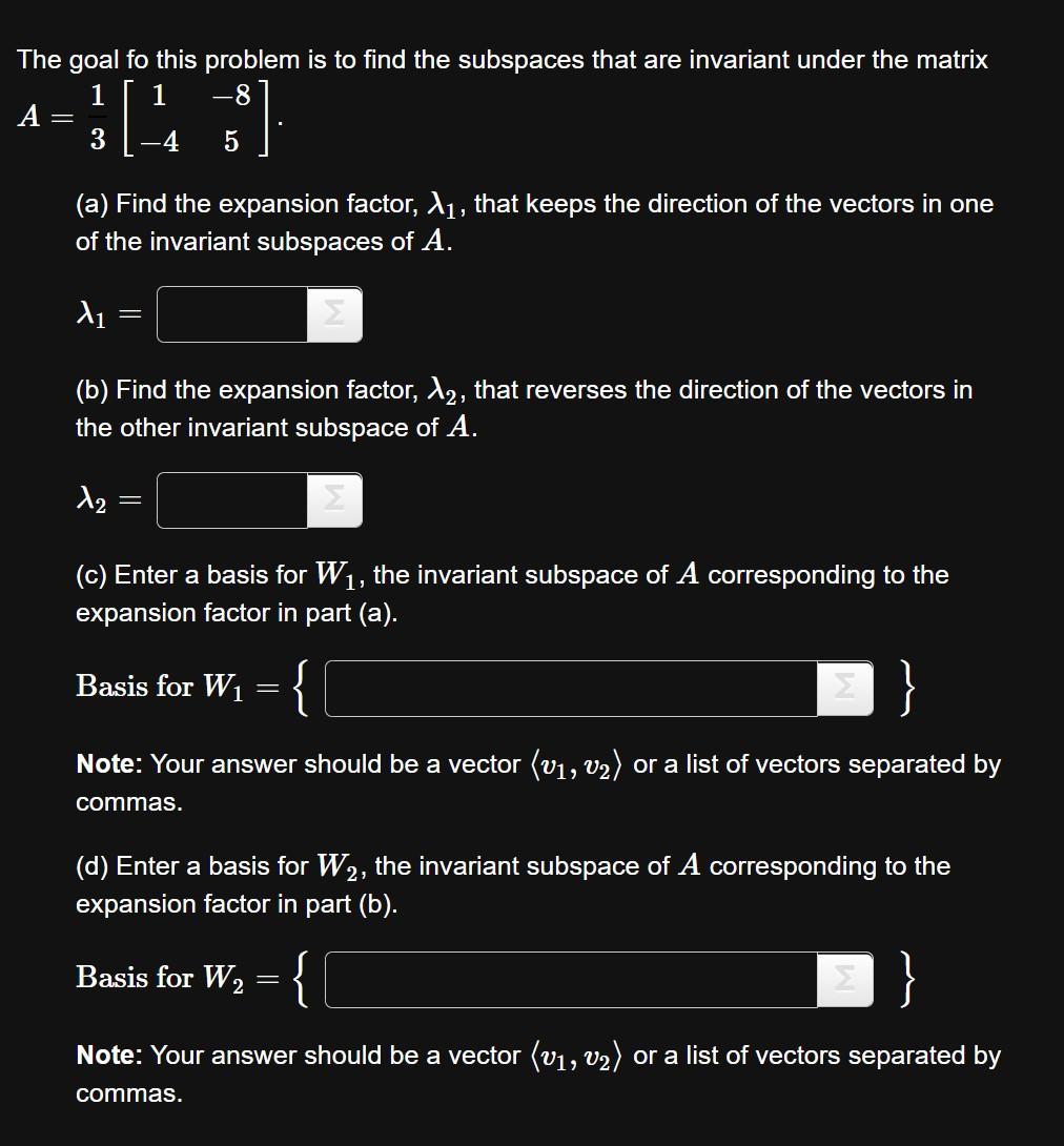 Solved The goal fo this problem is to find the subspaces | Chegg.com
