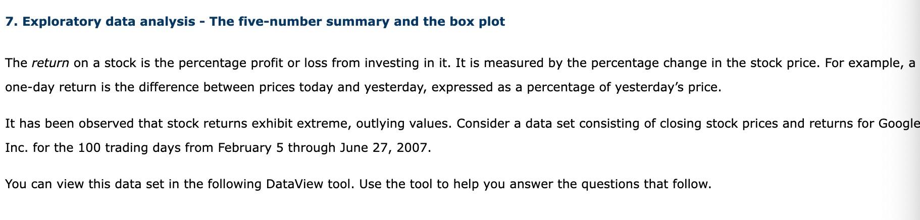 7. Exploratory data analysis - The five-number | Chegg.com