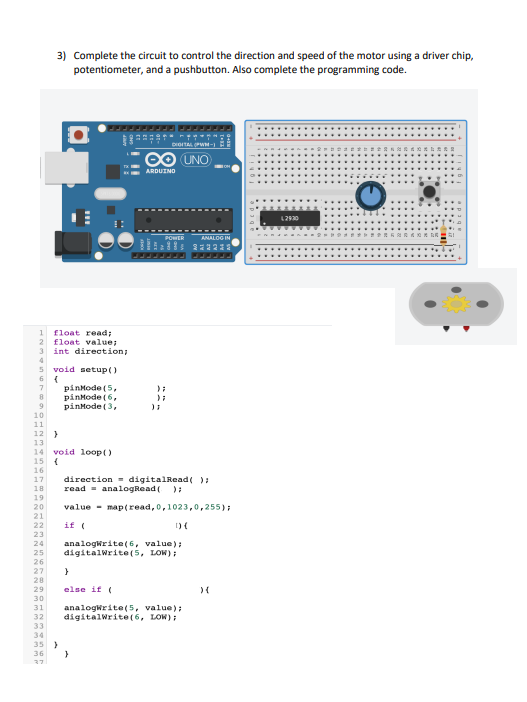 Solved Complete the circuit to control the direction and | Chegg.com