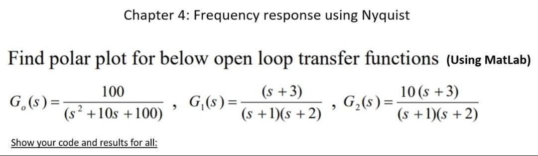 Solved Chapter 4: Frequency response using Nyquist Find | Chegg.com