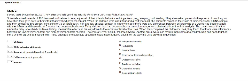 Solved QUESTION 3 Study 2. Berson, Scott. November 28, | Chegg.com