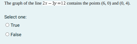 Solved The graph of the line 2x – 3y =12 contains the points | Chegg.com