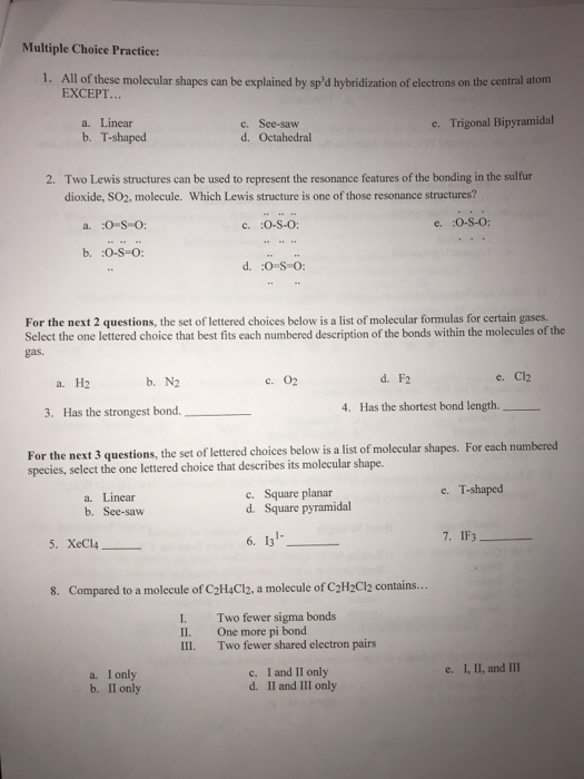 Solved Multiple Choice Practice: 1. All of these molecular | Chegg.com