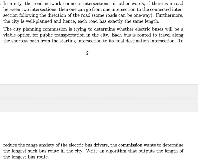 Solved In a city, the road network connects intersections; | Chegg.com
