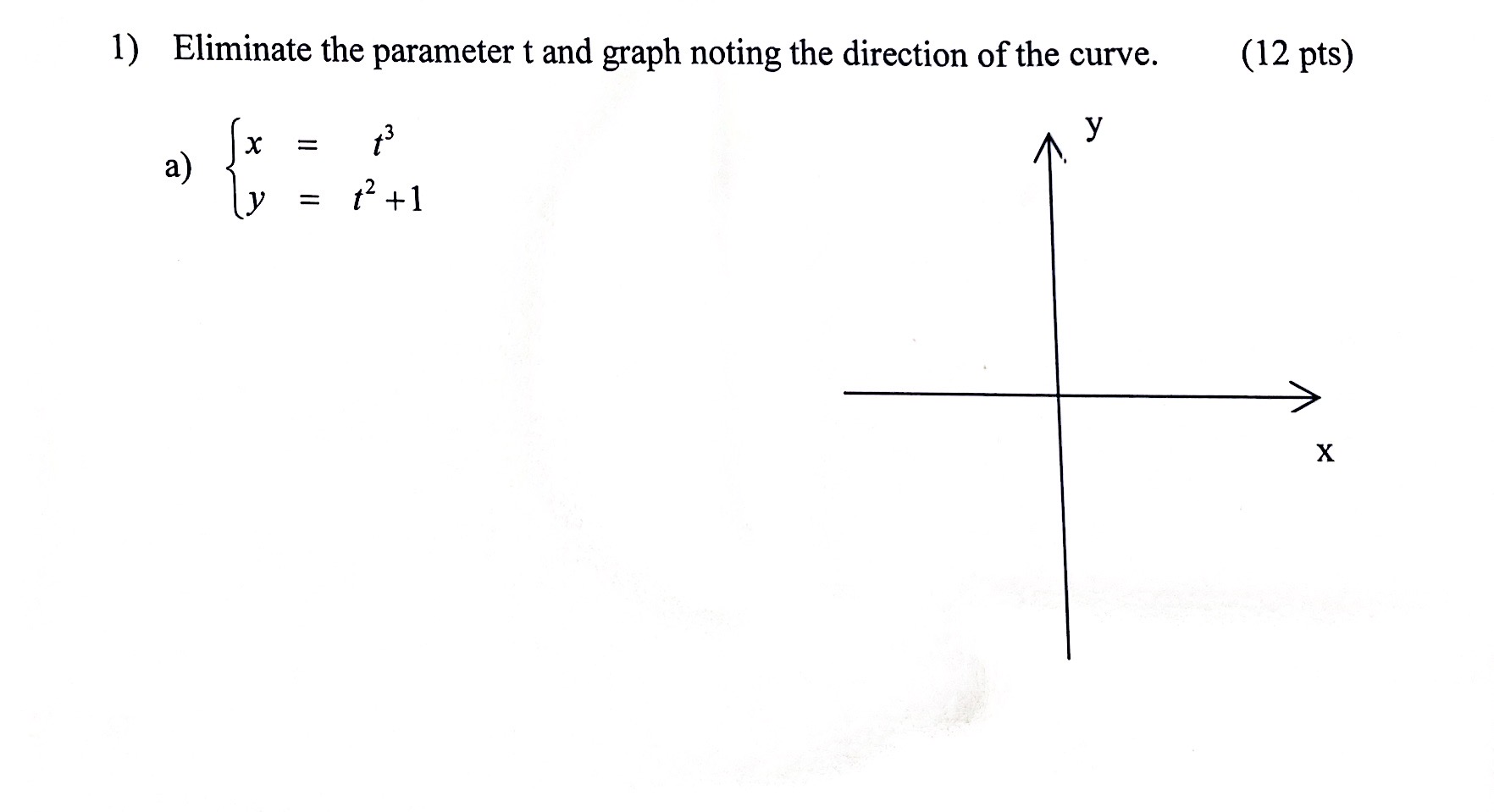 Solved 1) Eliminate the parameter t and graph noting the | Chegg.com