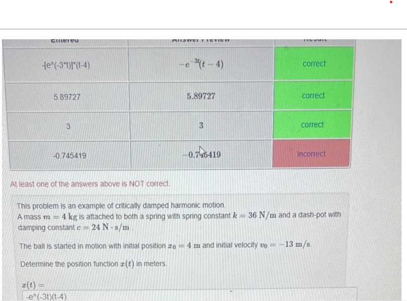 Solved At least one of the answers above is NOT correct. | Chegg.com