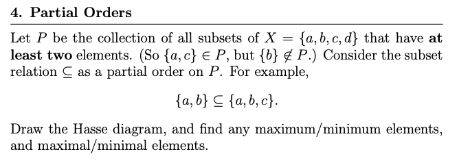 Solved 4. Partial Orders Let P be the collection of all | Chegg.com
