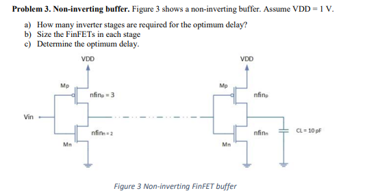 Solved Problem 3. Non-inverting buffer. Figure 3 shows a | Chegg.com