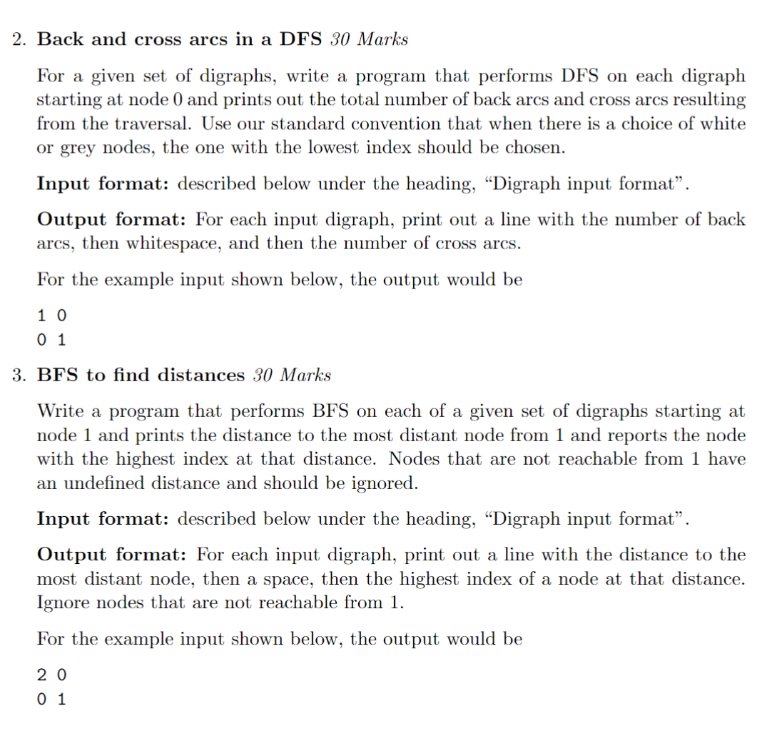 Solved Digraph Input Format A Sequence Of One Or More 6155