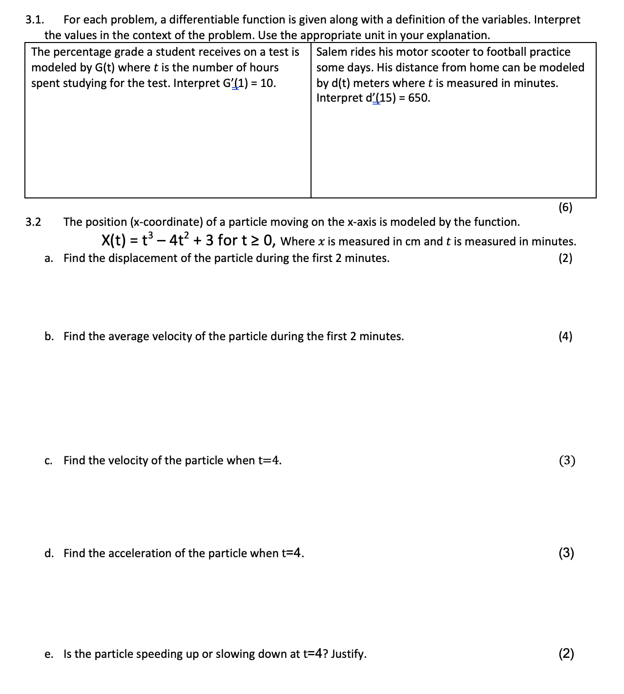 Solved 3.1. ﻿For each problem, a differentiable function is | Chegg.com
