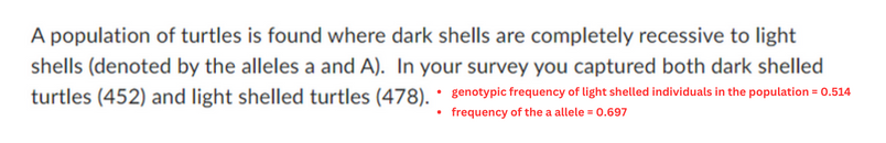 Solved A population of turtles is found where dark shells | Chegg.com