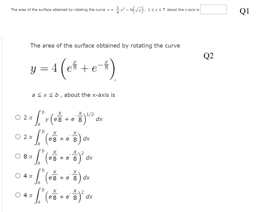 Solved The area of the surface obtained by rotating the | Chegg.com