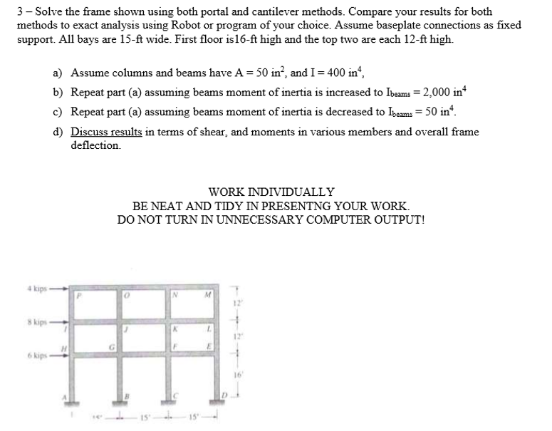 3-Solve the frame shown using both portal and | Chegg.com