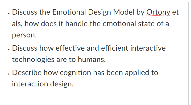 Solved Discuss the Emotional Design Model by Ortony et als, | Chegg.com