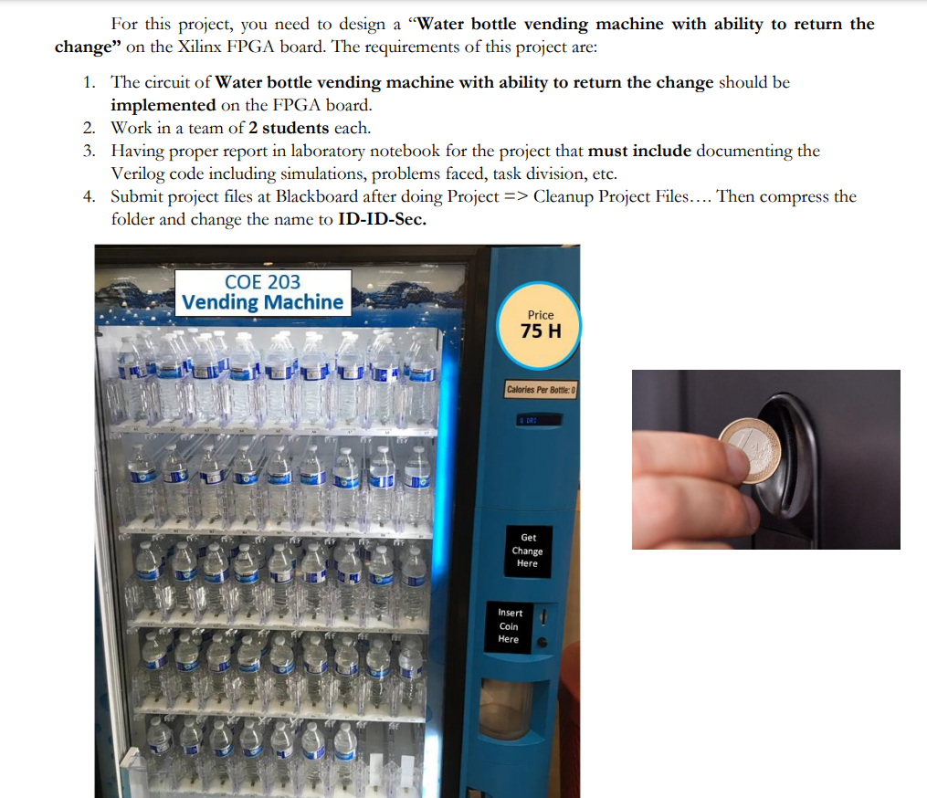 Solved a For this project, you need to design a "Water | Chegg.com