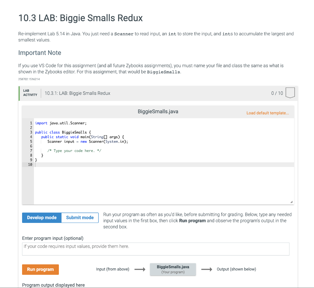 10.3 LAB: Biggie Smalls Redux Re-implement Lab 5.14 | Chegg.com