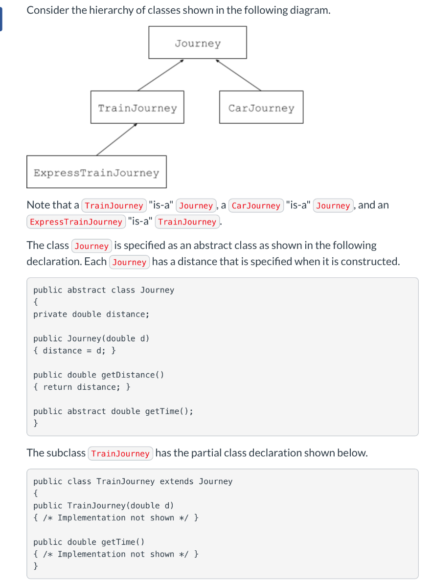Solved Consider the hierarchy of classes shown in the | Chegg.com