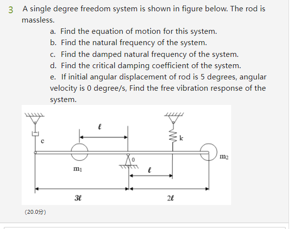 Solved 3 A single degree freedom system is shown in figure | Chegg.com