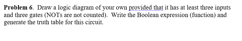 Solved Problem 6. Draw a logic diagram of your own provided | Chegg.com