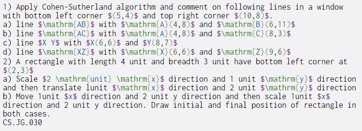 Solved 1) Apply Cohen-Sutherland algorithm and comment on | Chegg.com