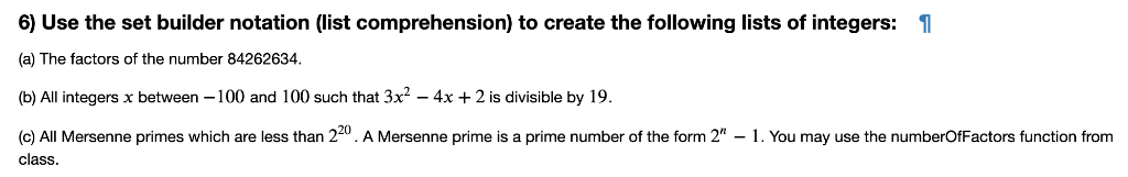 Solved 6) Use the set builder notation (list comprehension) | Chegg.com