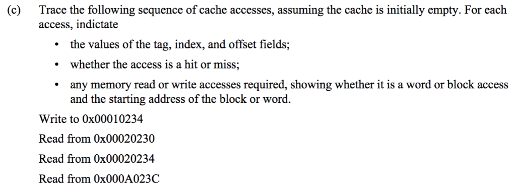 Solved Question 6 Consider a cache with the following design | Chegg.com