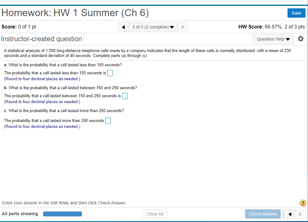 Solved Homework Hw 1 Summer Ch 6 Save Score 0 Of 1 Pt 3