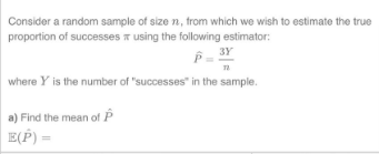 Solved Consider a random sample of size n, from which we | Chegg.com