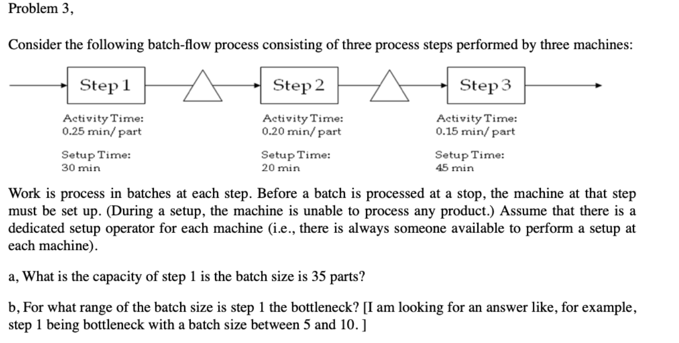 Solved Problem 3, Consider the following batch-flow process | Chegg.com